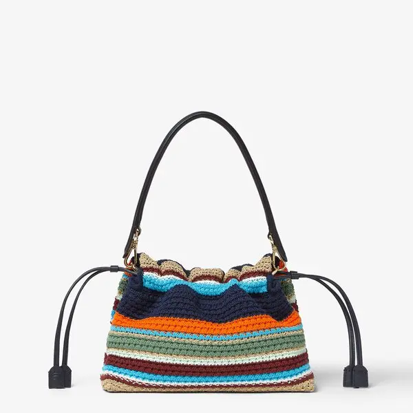 Fendi Baguette® Soft Medium Multicolor Raffia-effect Material And Cotton Crochet Bag